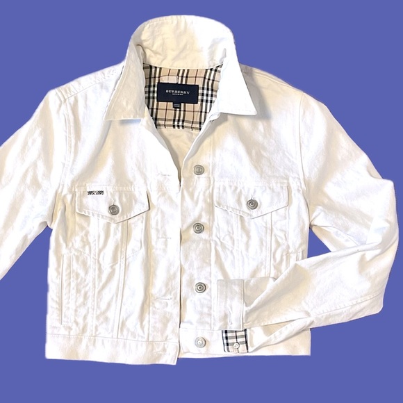 Burberry | Jackets & Coats | Vintage Burberry White Denim Jacket | Poshmark